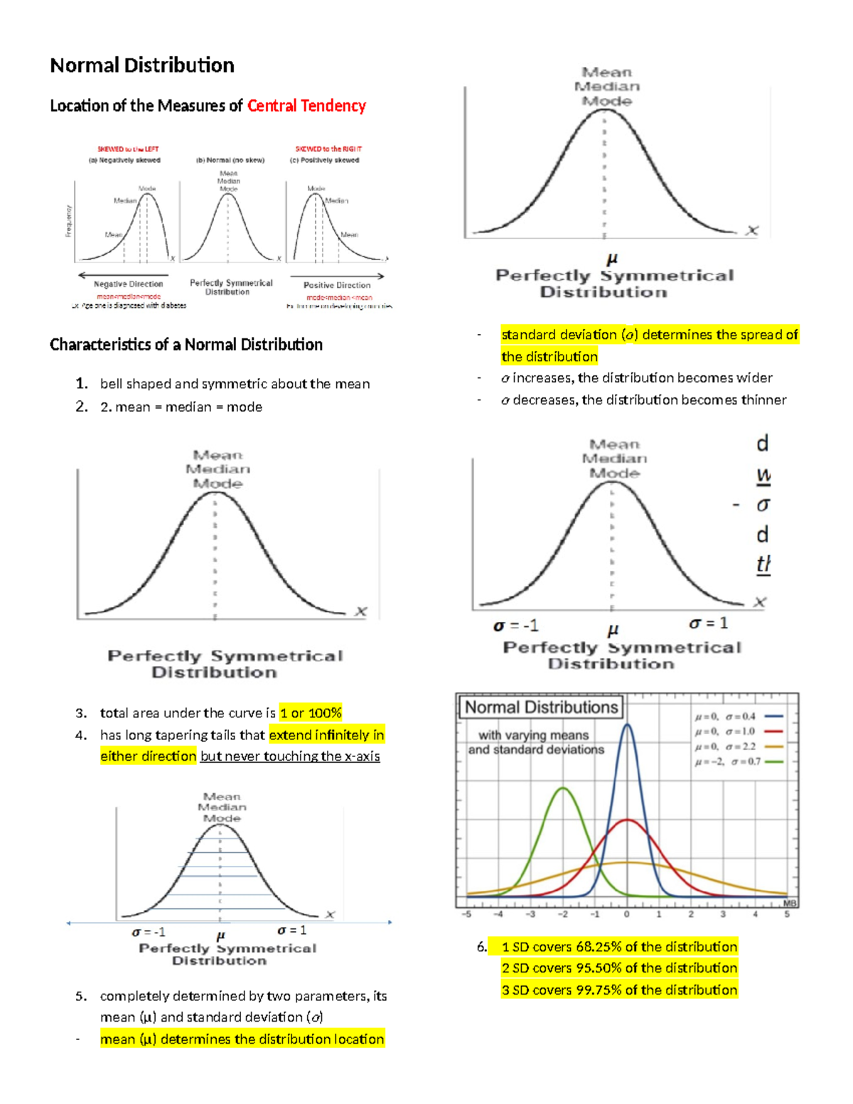 Normal Distribution - BioStat - Normal Distribution Location of the ...