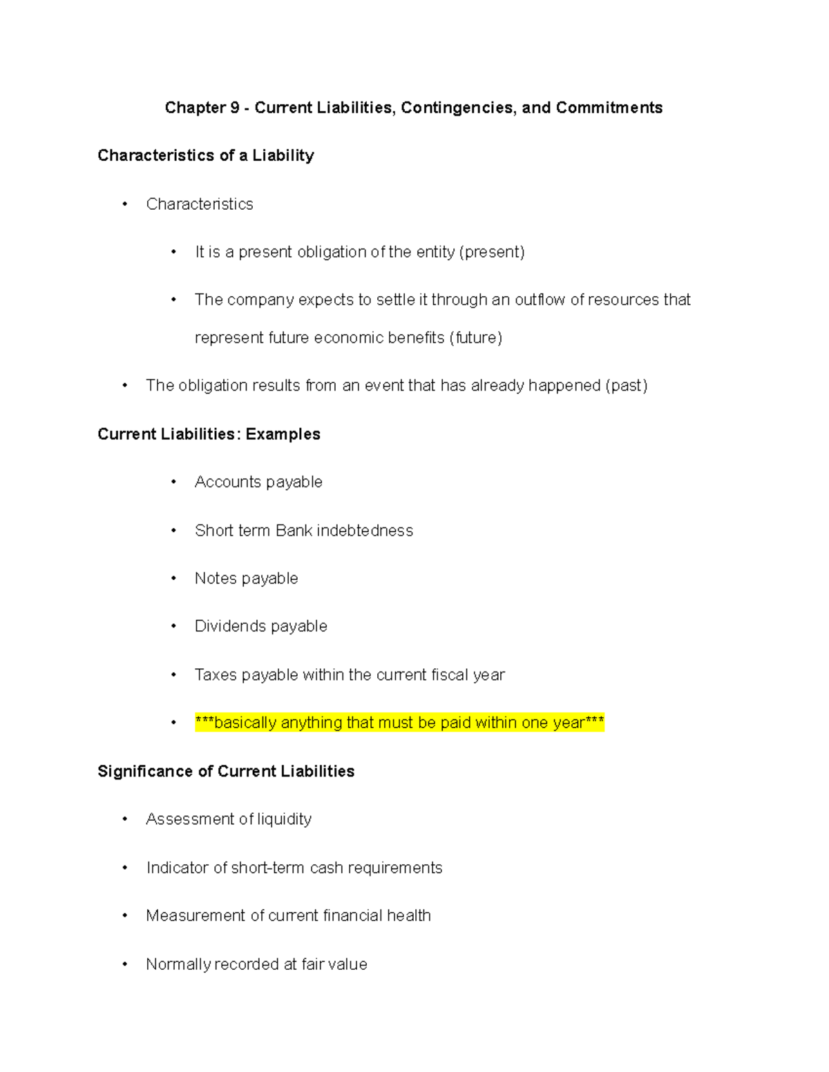 Chapter 9 - Current Liabilities, Contingencies, and Commitments ...