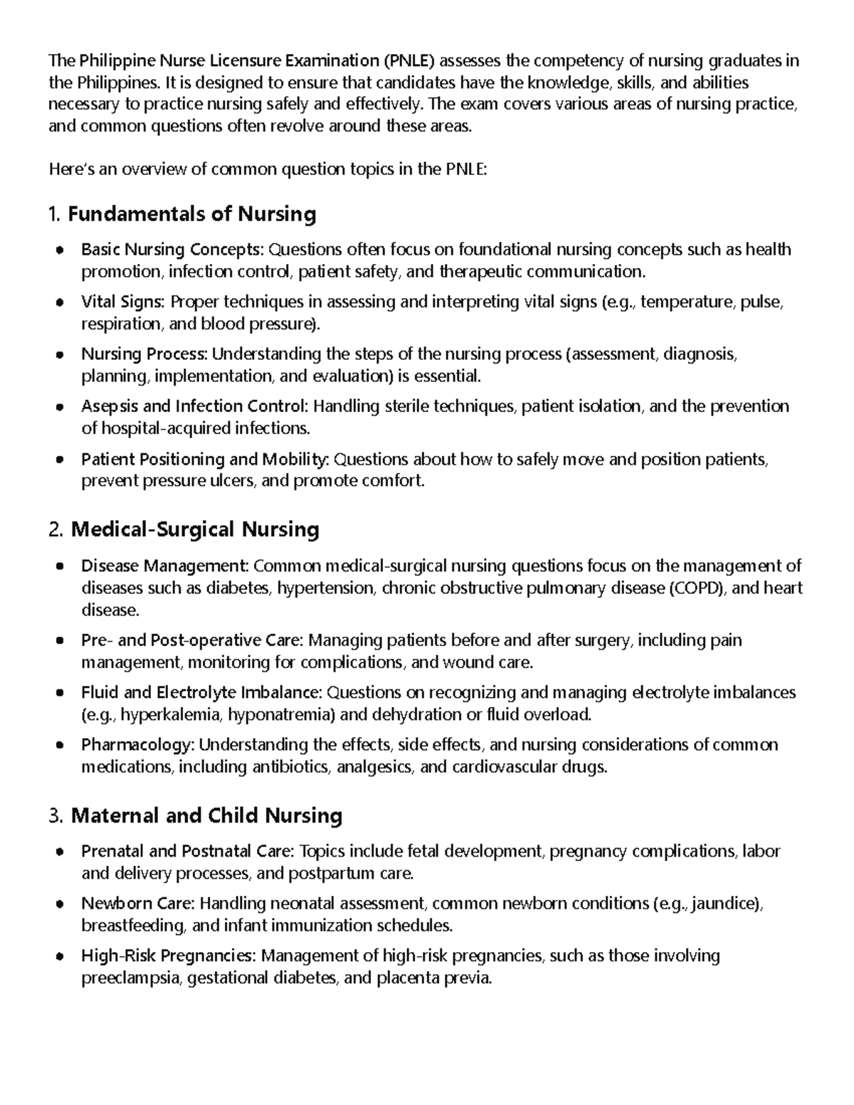 43 - eng - The Philippine Nurse Licensure Examination (PNLE) assesses ...
