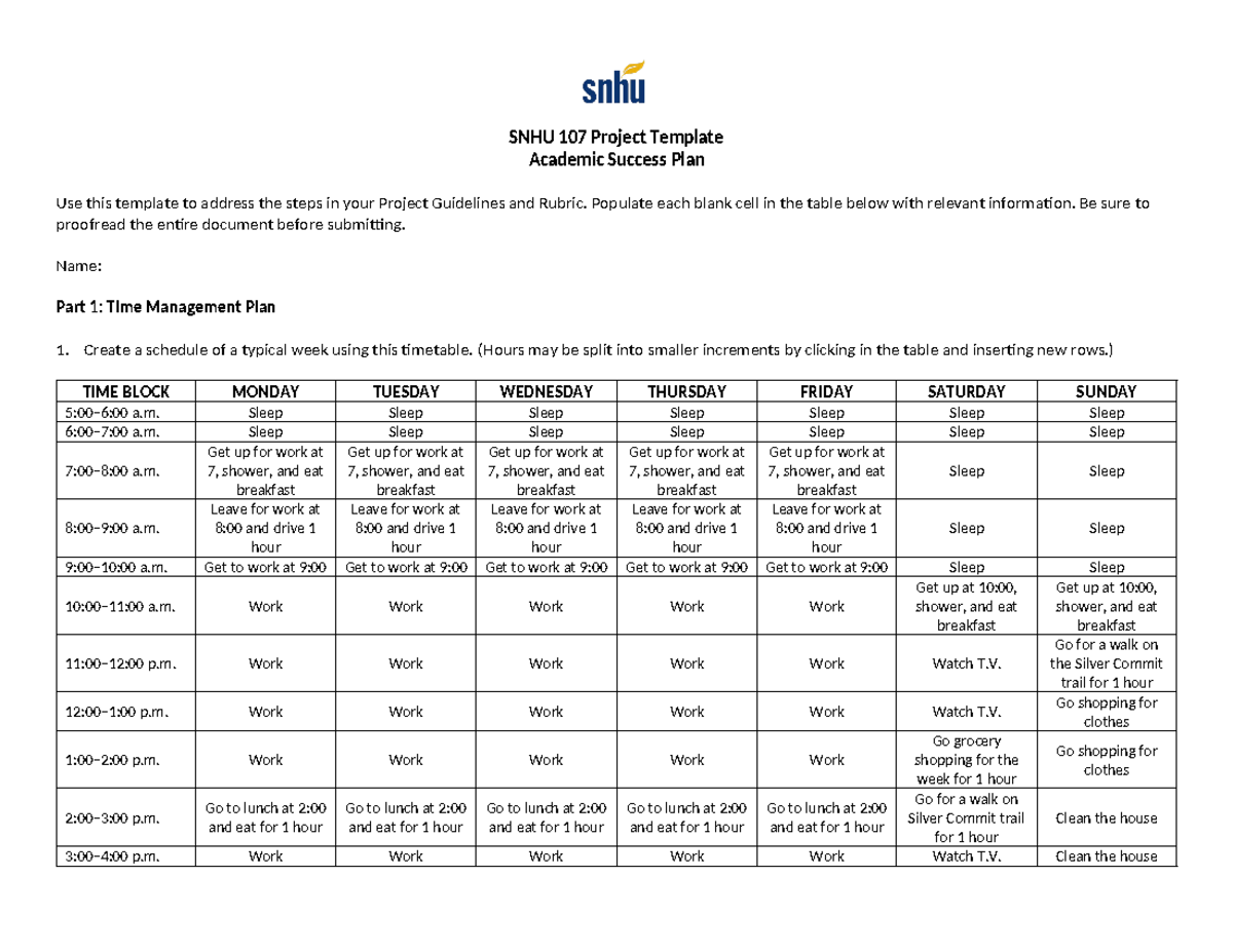 SNHU 107 Project Template - SNHU 107 Project Template Academic Success ...