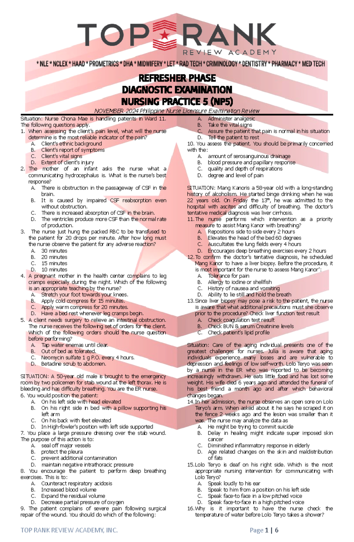 Diagnostic Examination - NP5 - SC - REFRESHER PHASE DIAGNOSTIC ...