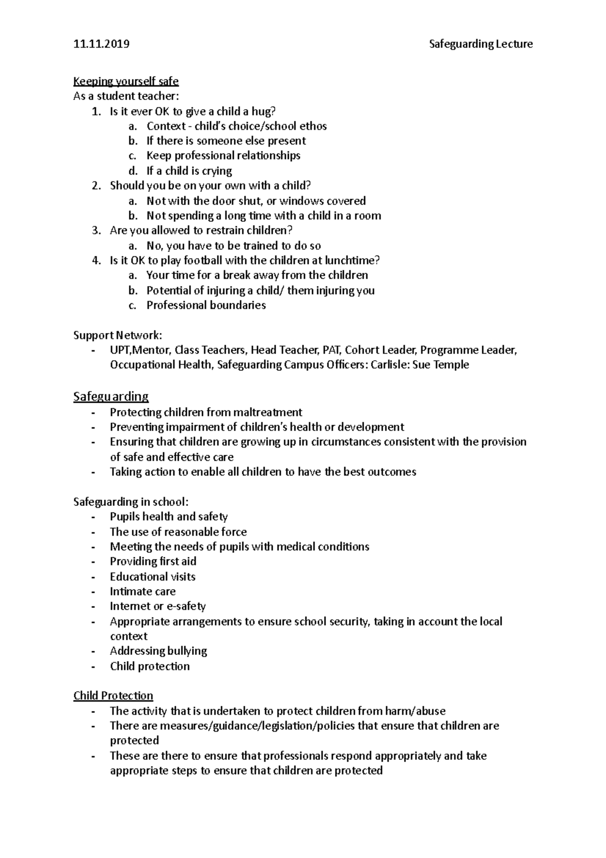 Safeguarding - Getting Ready for placement - 11.11 Safeguarding Lecture ...