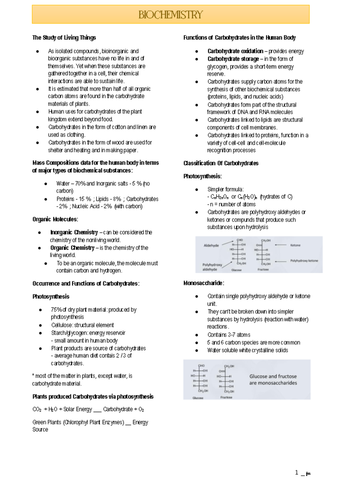 Biochemistry - The Study of Living Things - As isolated compounds ...