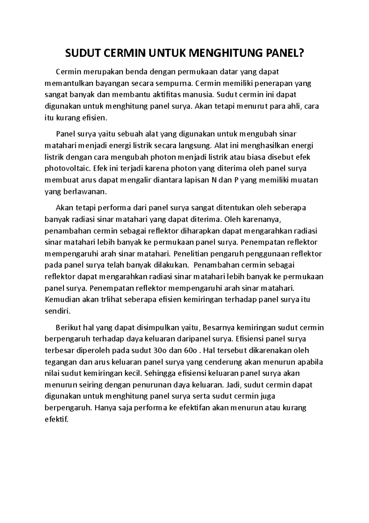 Sudut Cermin Untuk Menghitung Panel - SUDUT CERMIN UNTUK MENGHITUNG ...