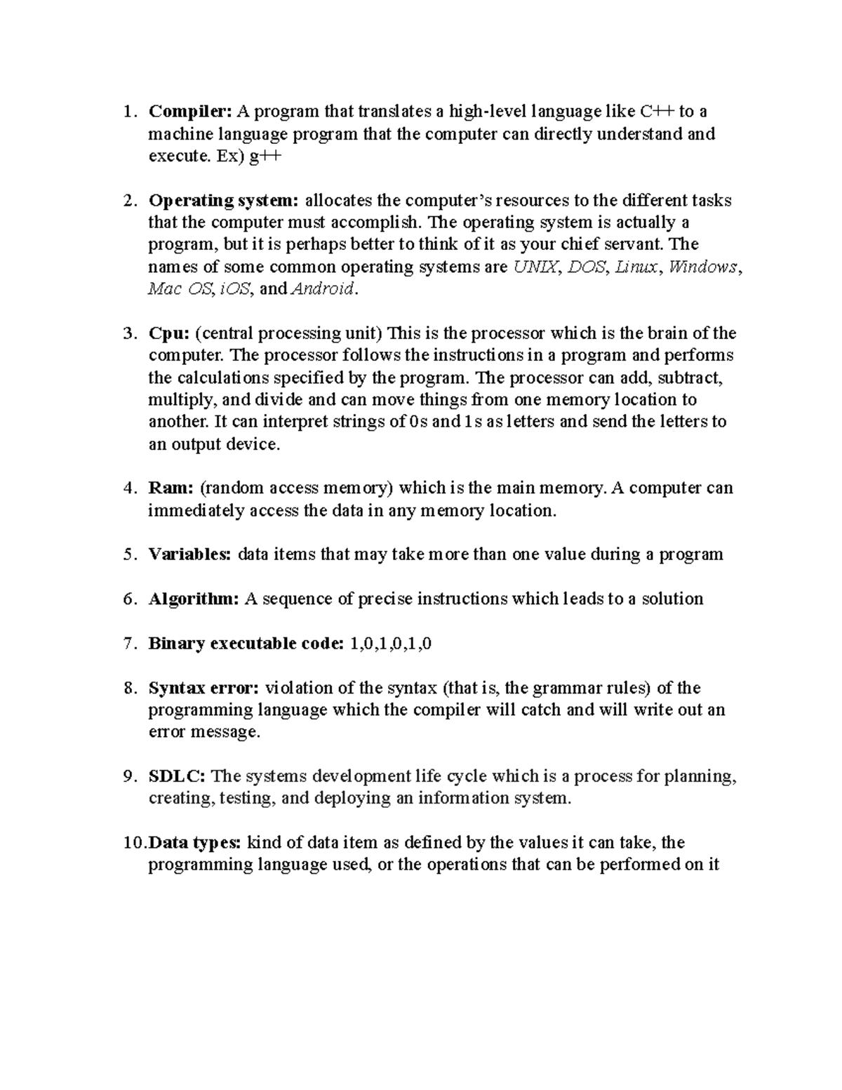 Cisc terms - Compiler: A program that translates a high-level language ...
