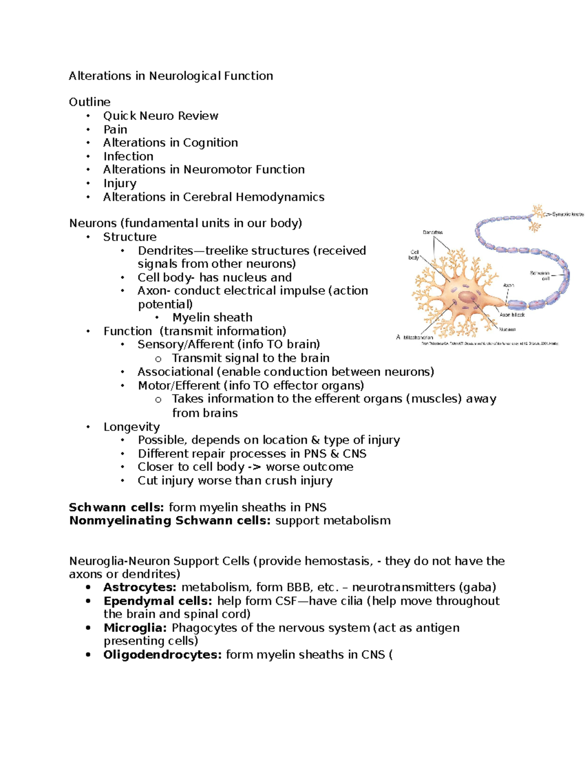 Alterations in Neurological Function - Alterations in Neurological ...