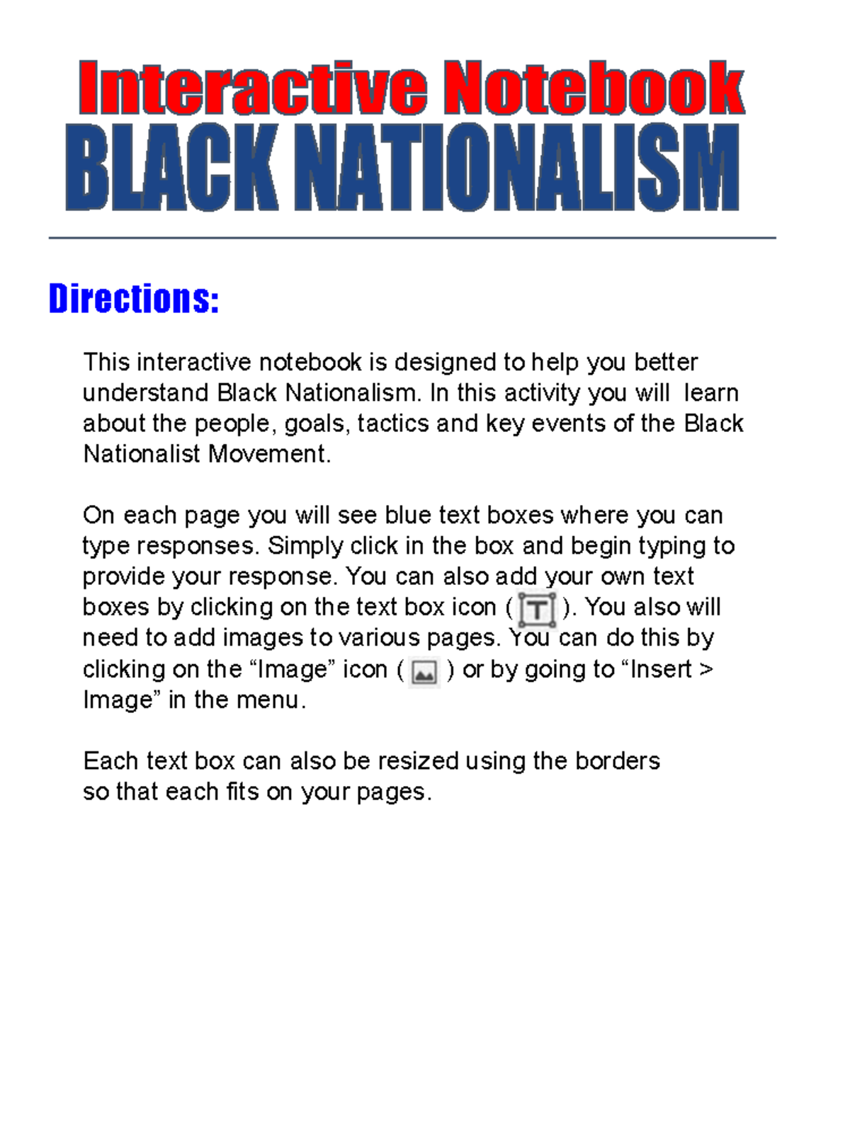 Copy of Copy of Black Nationalism Digital Notebook - This interactive notebook is designed to ...