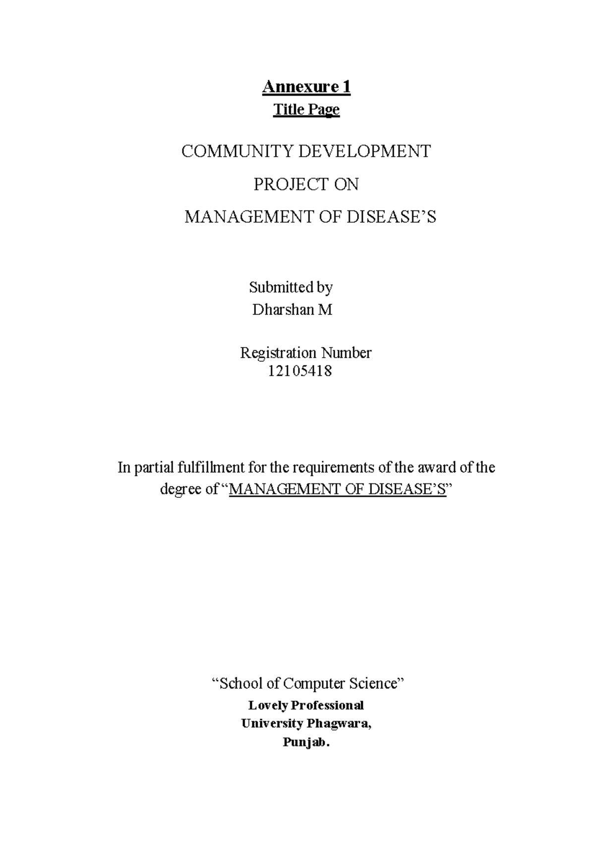 CDP Report - CDP - Annexure 1 Title Page COMMUNITY DEVELOPMENT PROJECT ...