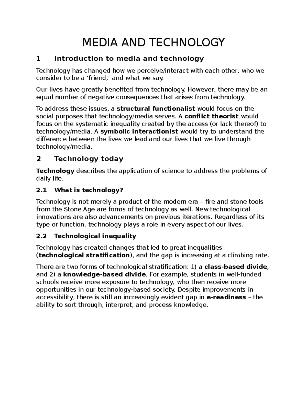 8. Media and technology - MEDIA AND TECHNOLOGY 1 Introduction to media ...