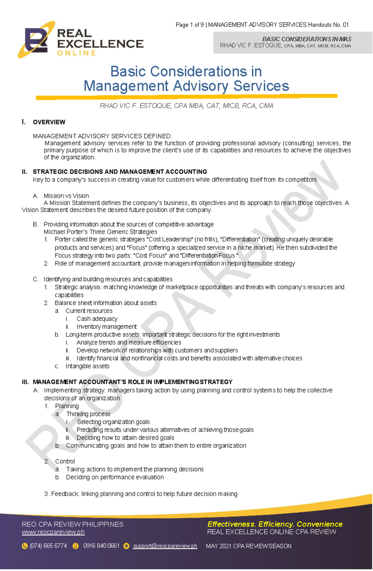 MAS 01 Basic Considerations - BASIC CONSIDERATIONS IN MAS RHAD VIC F ...