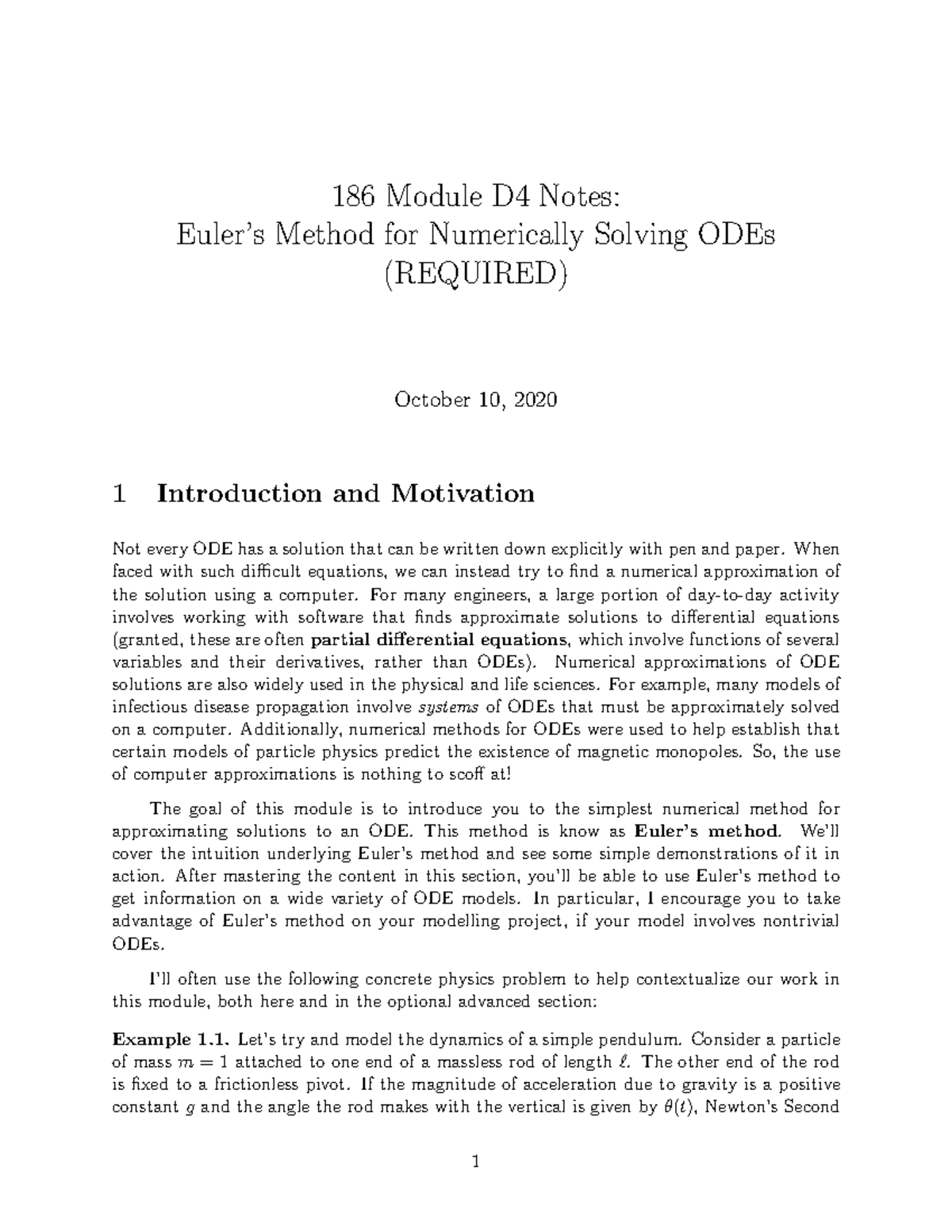 D4 notes euler core (Oct 22-28) - 186 Module D4 Notes: Euler’s Method ...