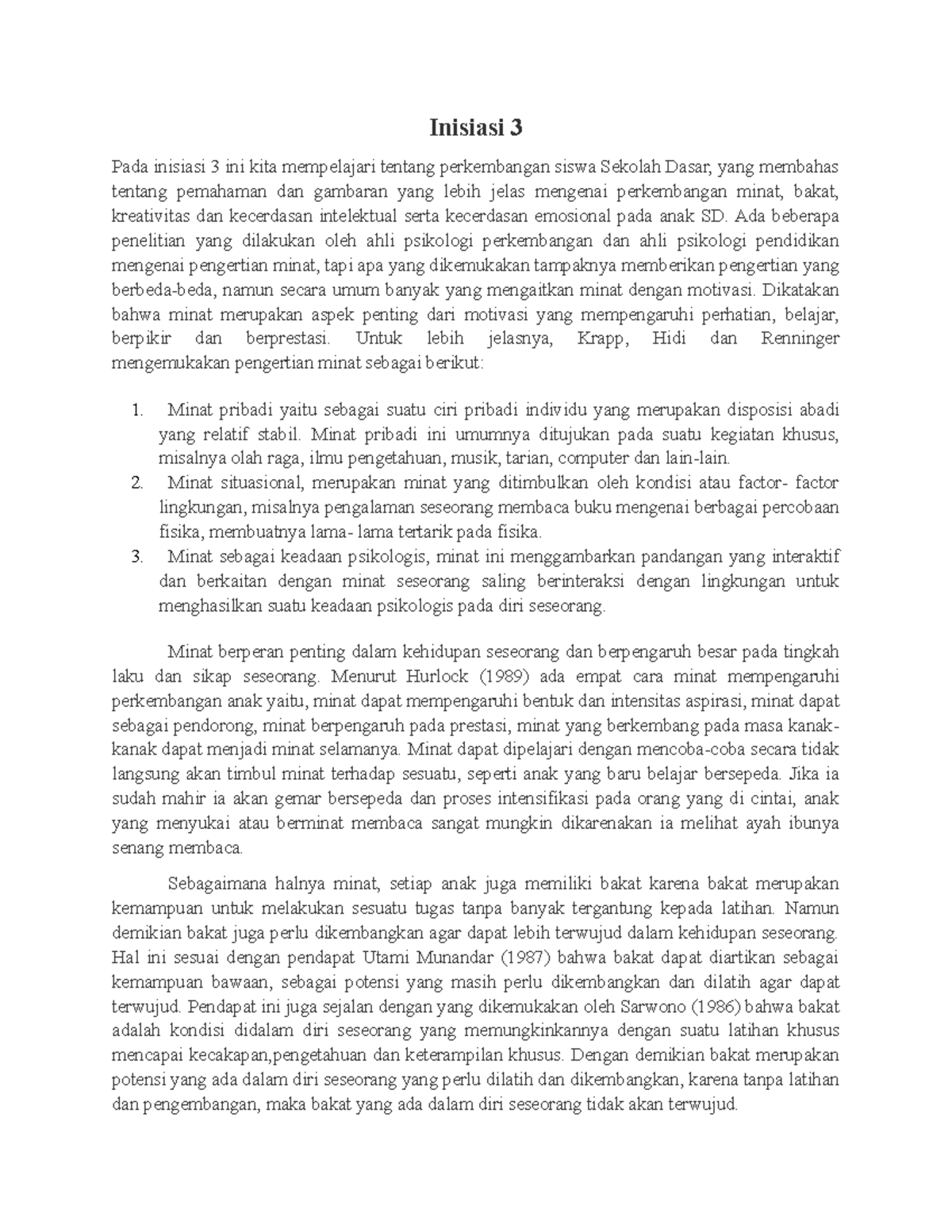 Inisiasi 3 - hokya - Inisiasi 3 Pada inisiasi 3 ini kita mempelajari tentang perkembangan siswa ...