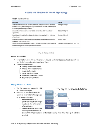 Models and theories in health psychology - Models and Theories in ...