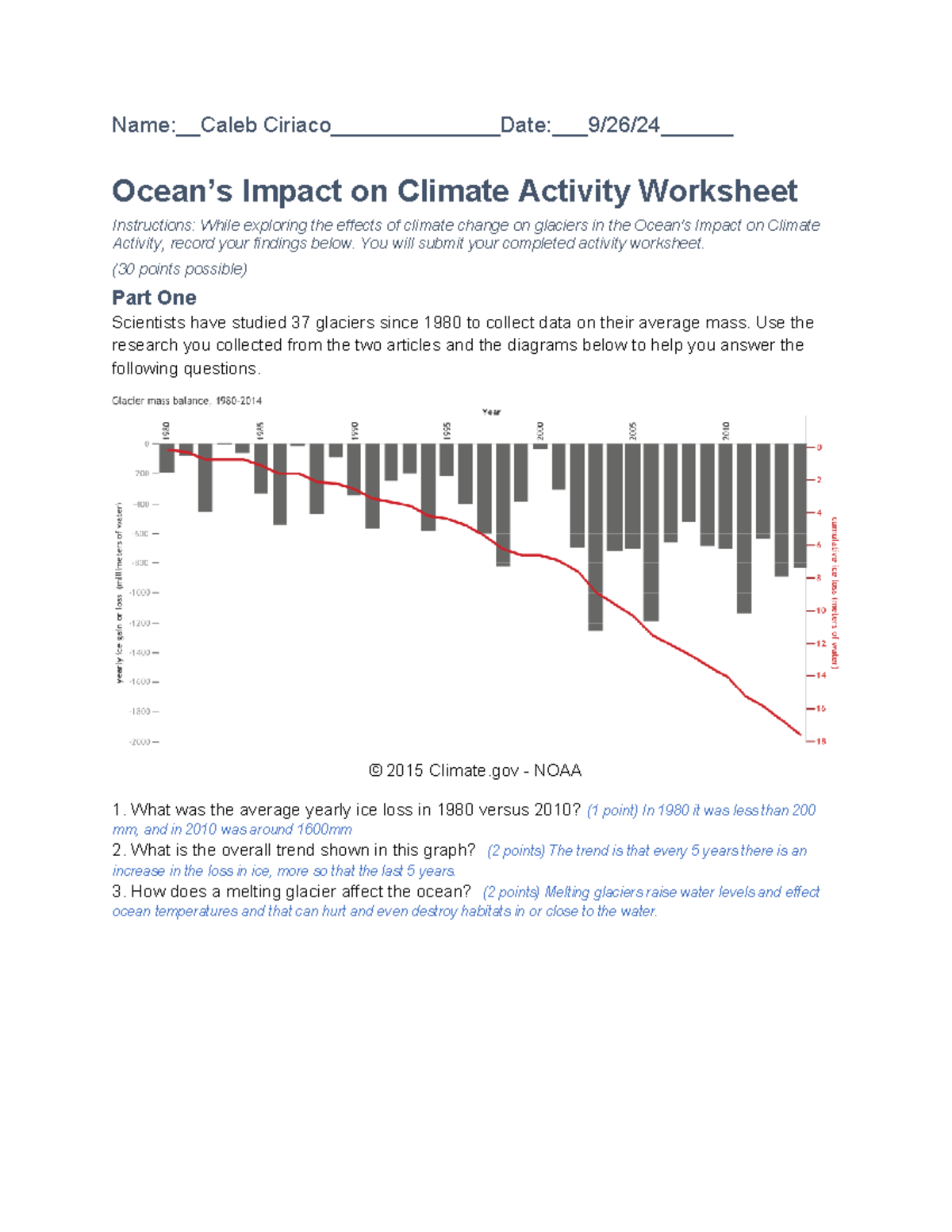 Climate activity worksheet - Name:Caleb Ciriaco______________Date:9/26 ...
