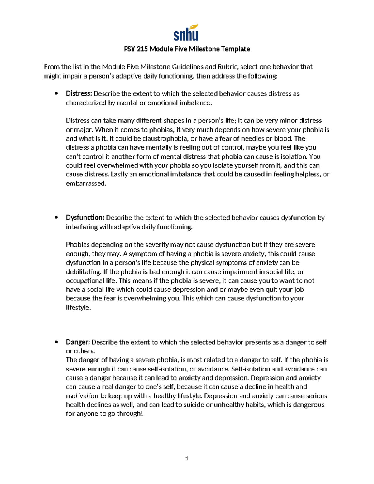 PSY 215 Module Five 5-2 AB PSY - PSY 215 Module Five Milestone Template ...