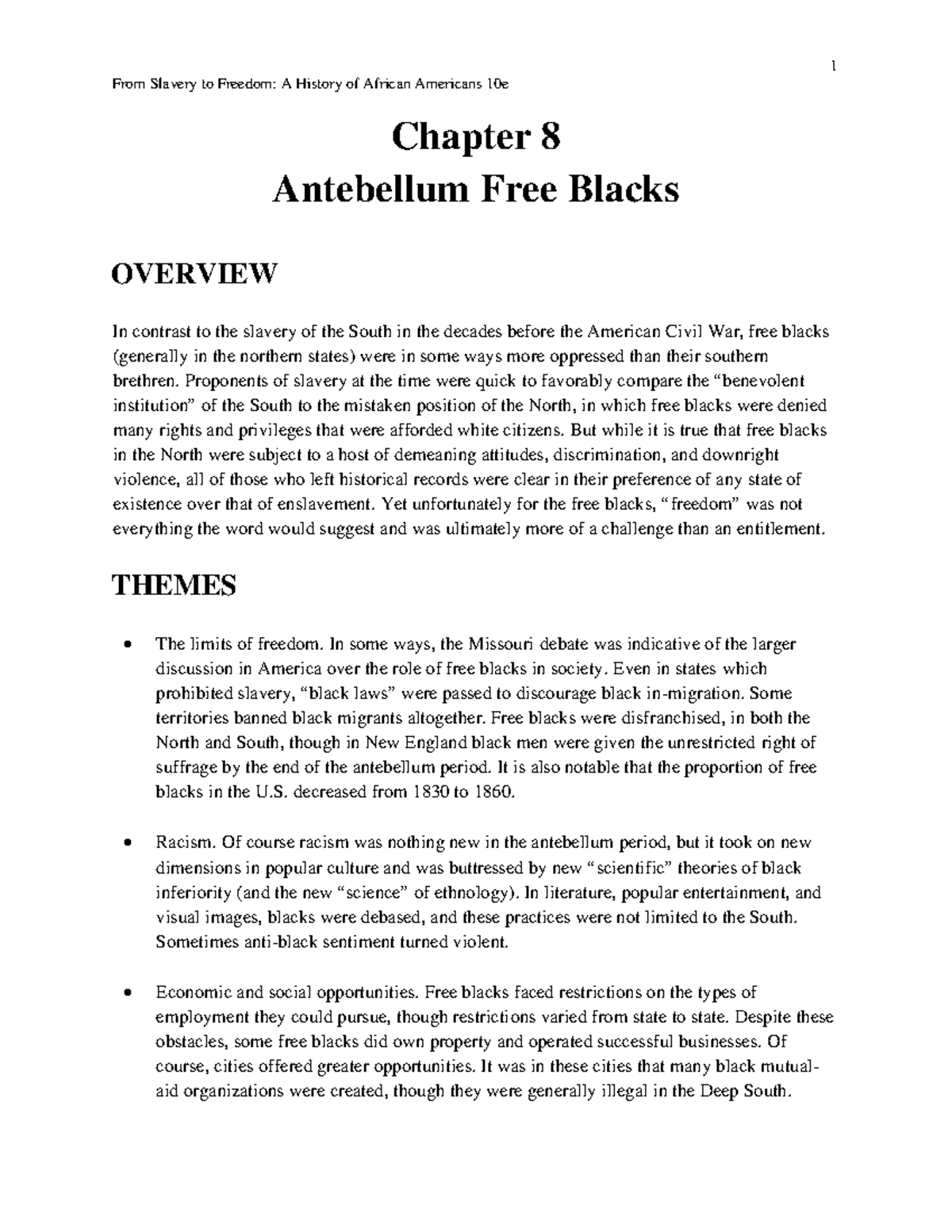 Chapter 8 - Overview - 1 From Slavery to Freedom: A History of African ...