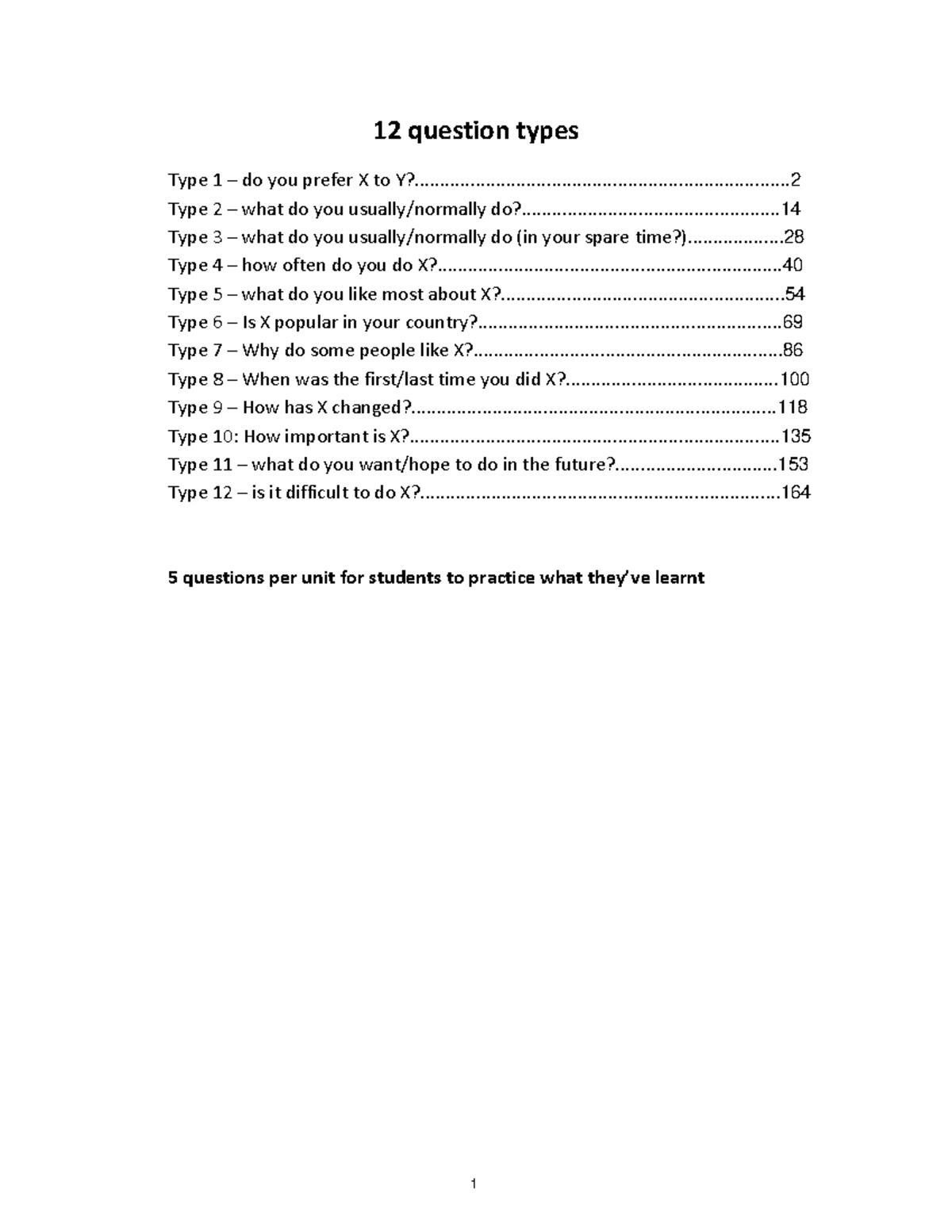 Speaking book (12 Types) - 12 question types Type 1 – do you prefer X ...