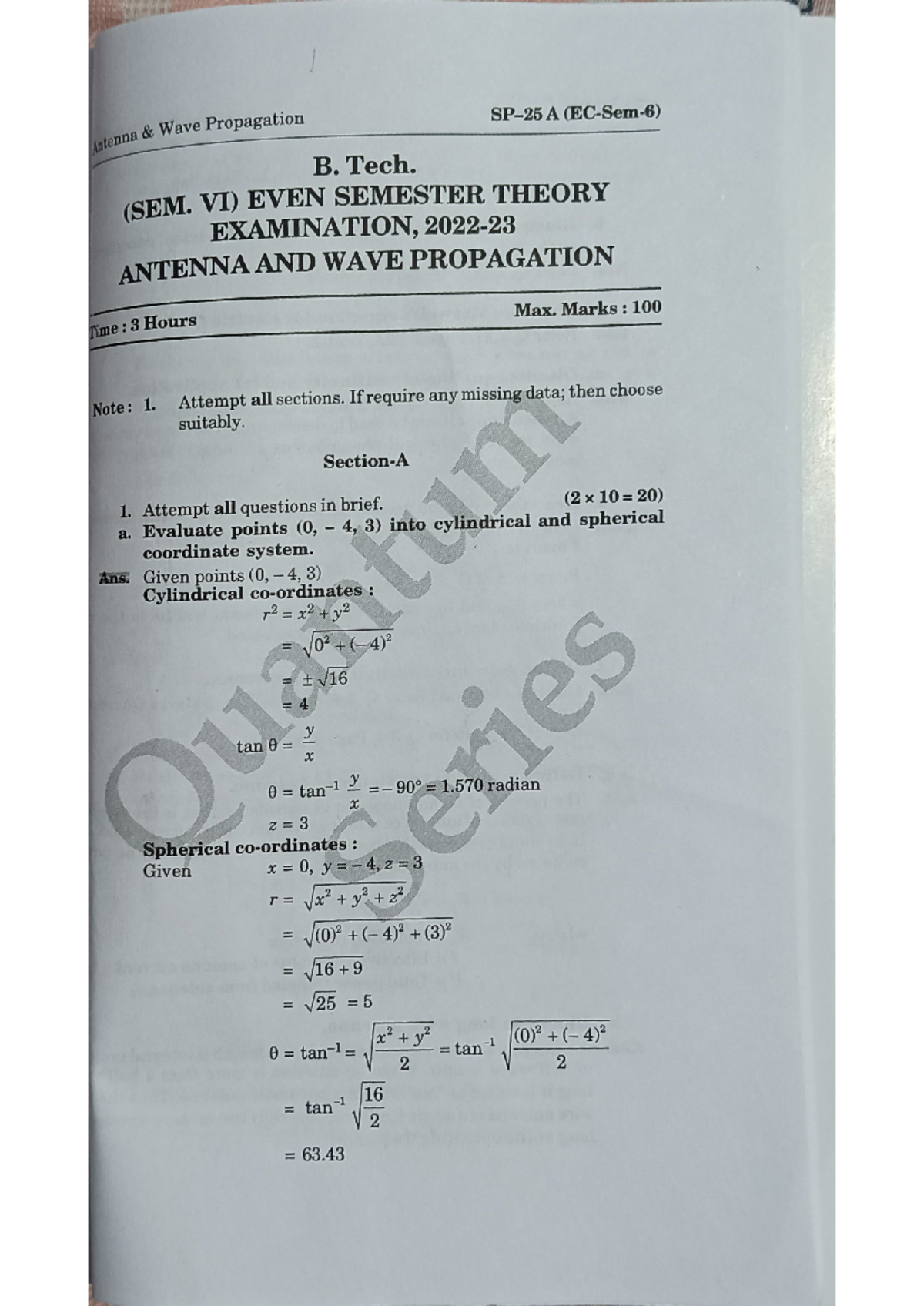 Antenna and wave propagation sem 2023 - Antenna Wave Propagation A B. Tech. (SEM. VI) EVEN ...