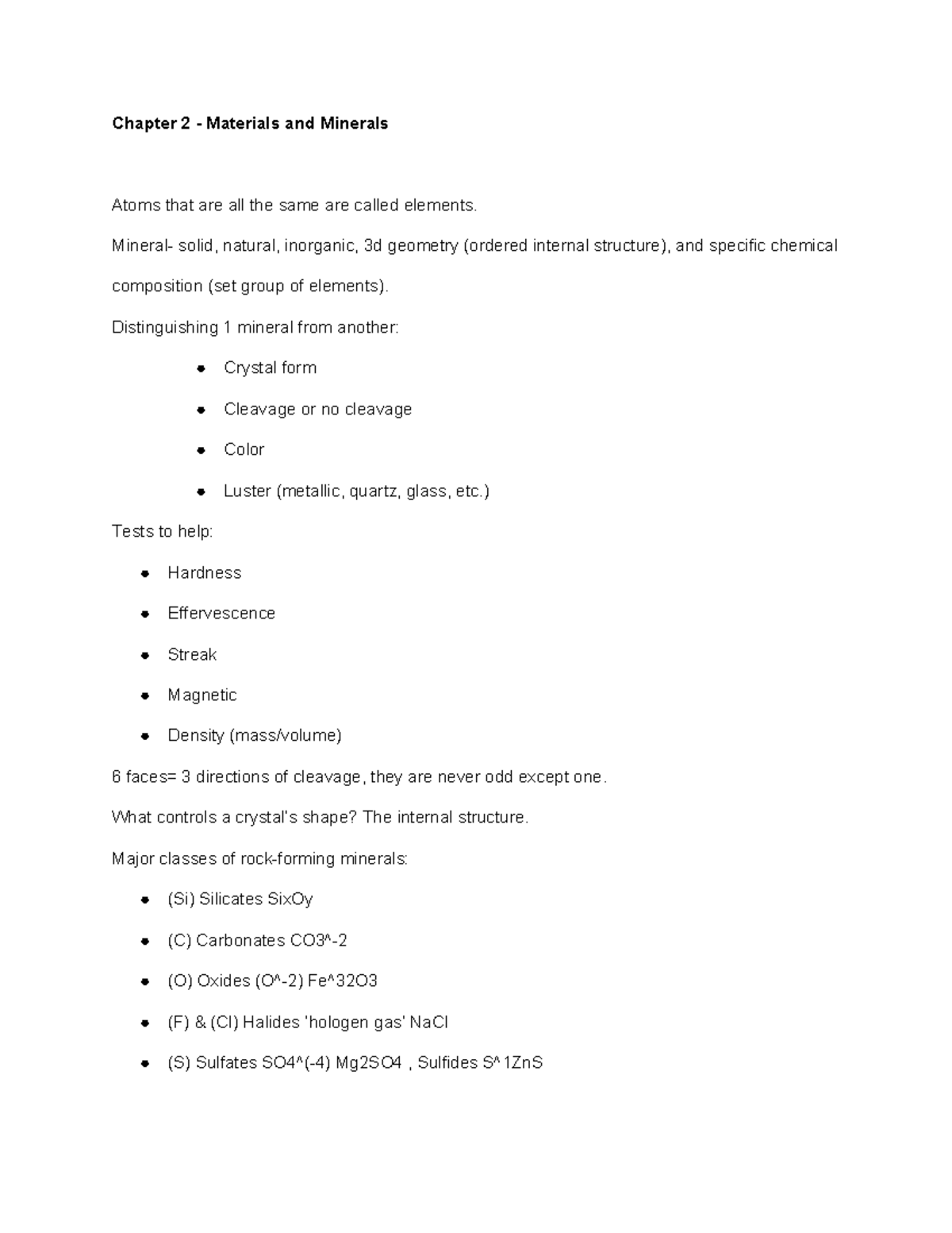 Chapter 2 - Materials and Minerals - Chapter 2 - Materials and Minerals ...