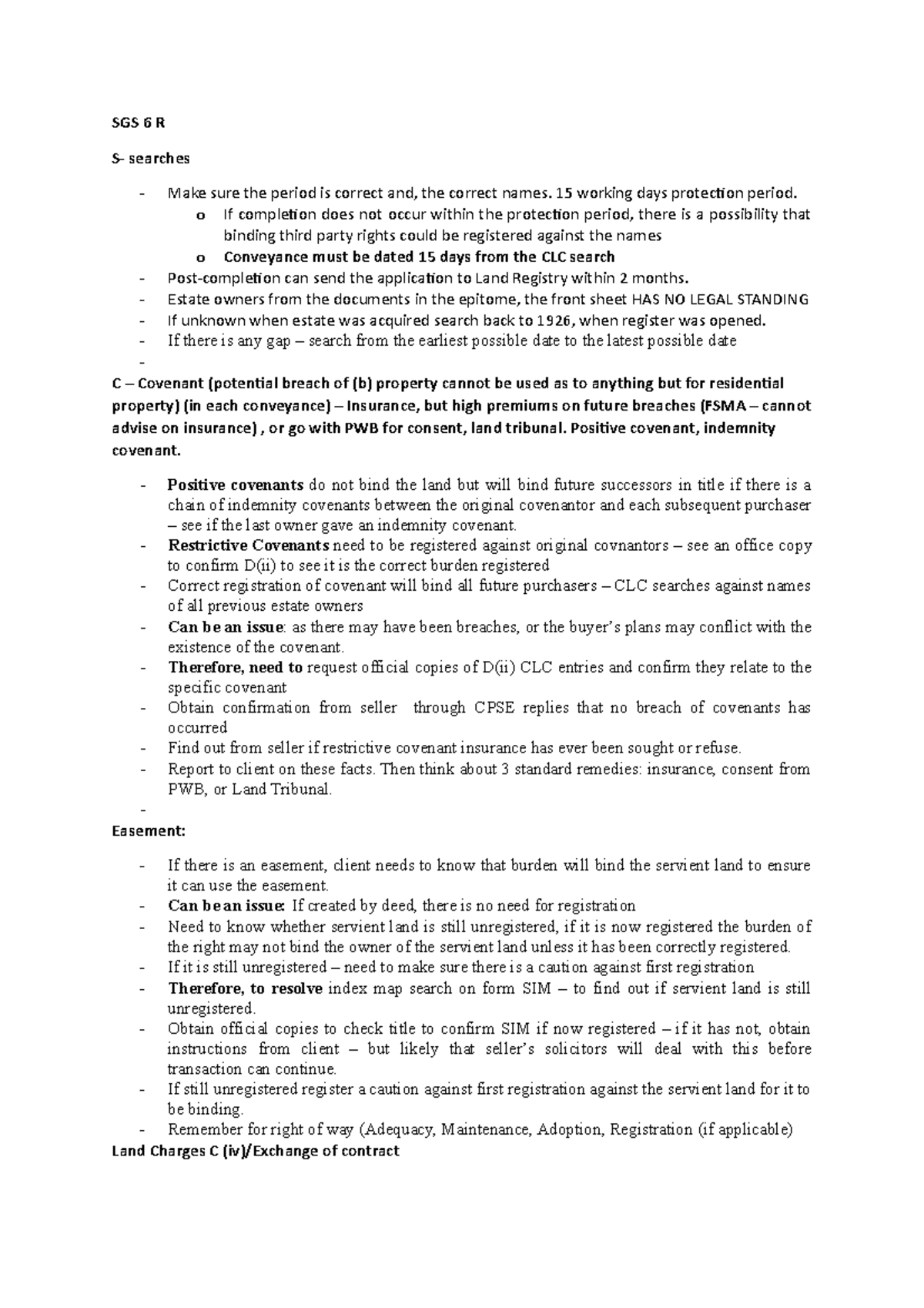 SGS 6 R -Unregistered Land - SGS 6 R S- searches - Make sure the period ...