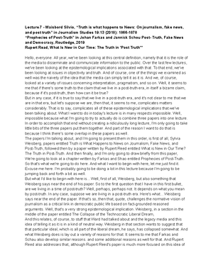 PHIL Lecture 6 - Transcript - Lecture 6 - Matthew Kieran, “Objectivity, impartiality and good ...