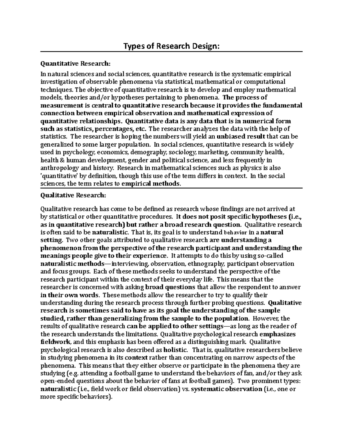 Psychology Types of research designs - Types of Research Design ...