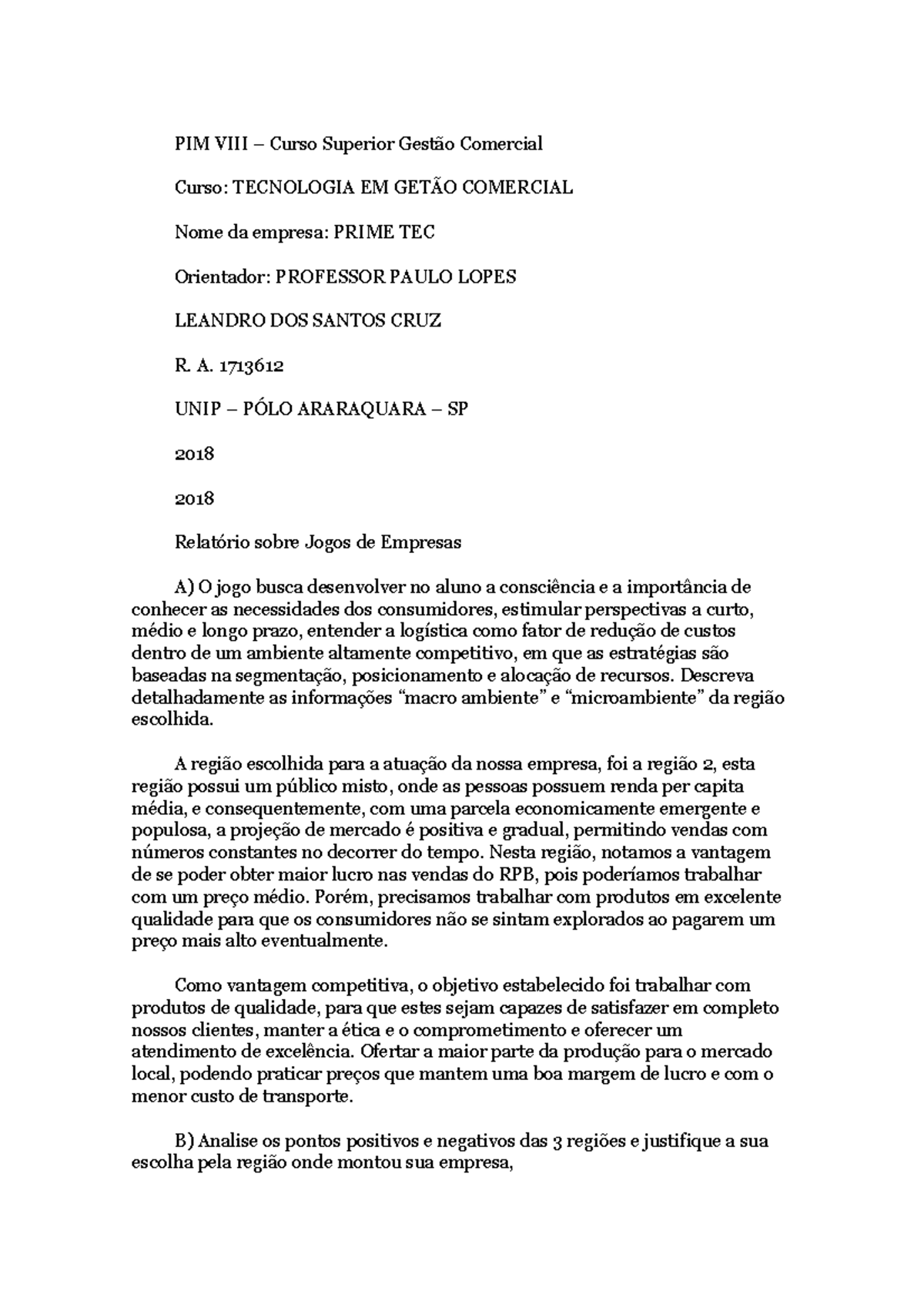 Projeto Integrado Multidisciplinar III - PIM VIII – Curso Superior ...