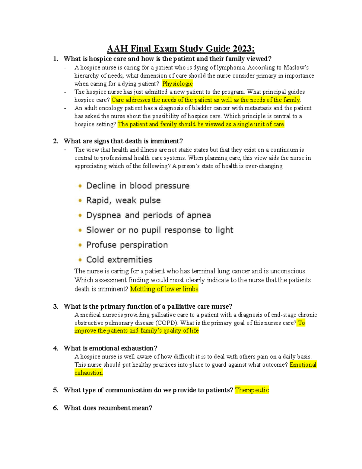 AAH Final Exam Study Guide 20232649 - AAH Final Exam Study Guide 2023: ...