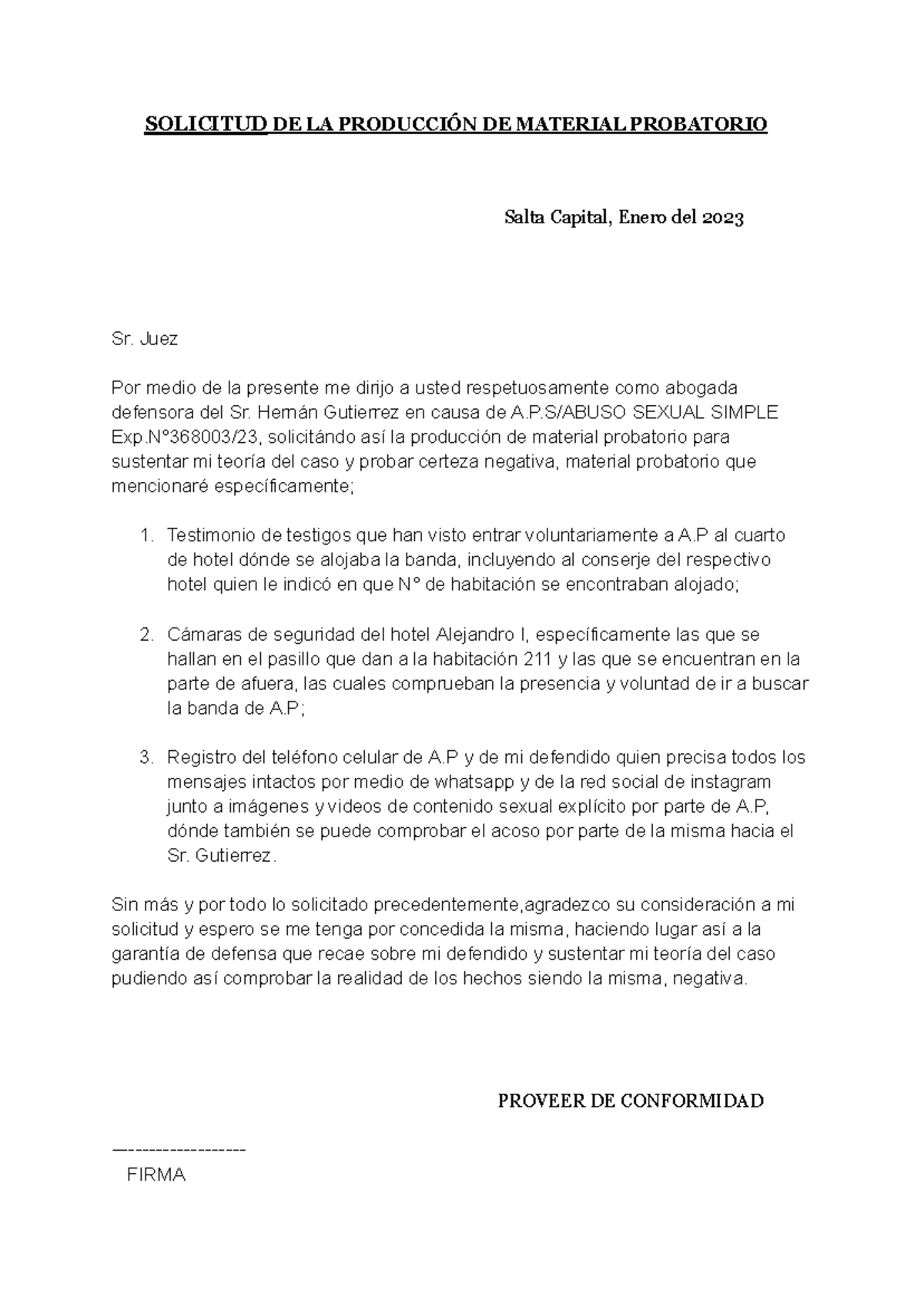 PPB A2 J.E producción de material probatorio - Documentos de Google ...