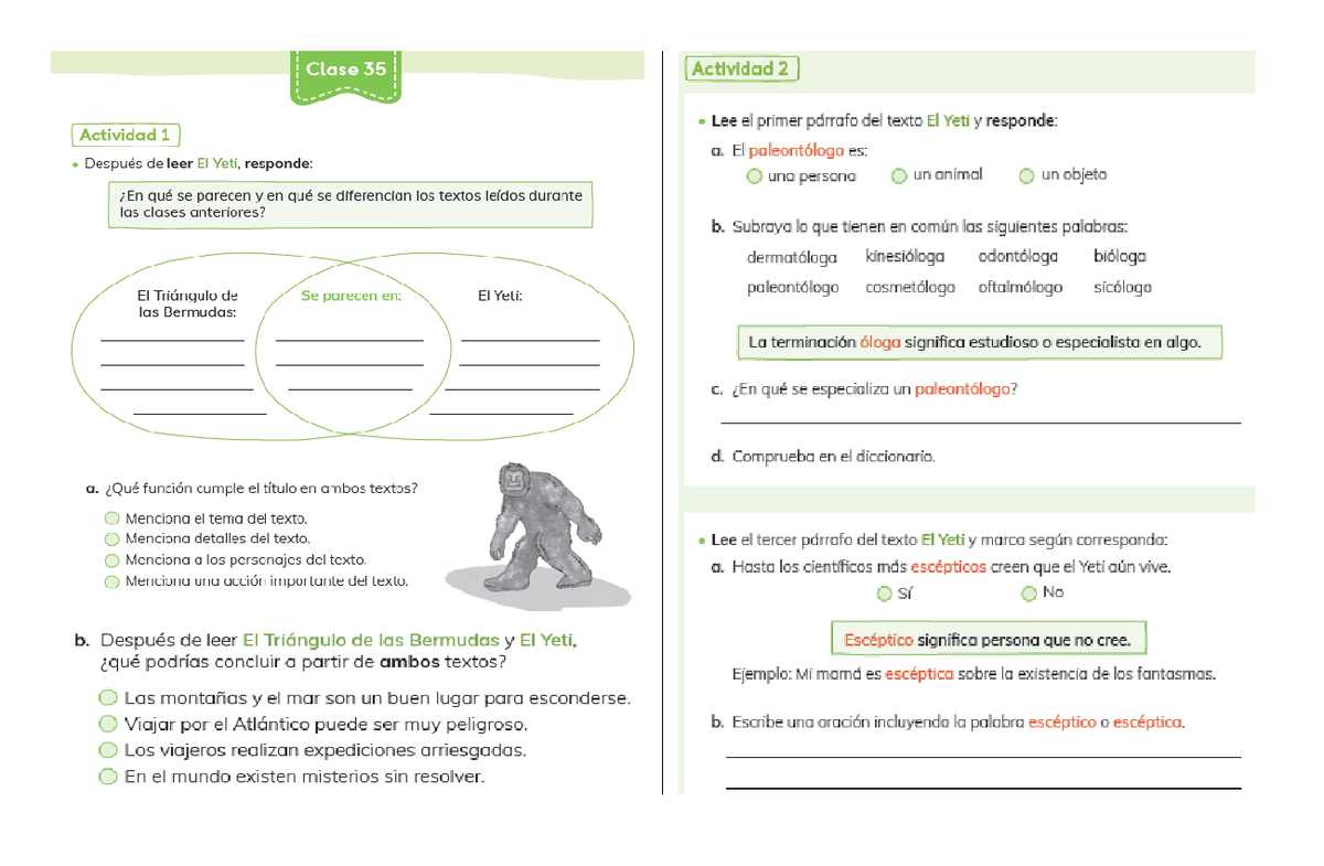 Clase 35 el yeti - pac 4° basico - Lenguajes Artísticos - Studocu