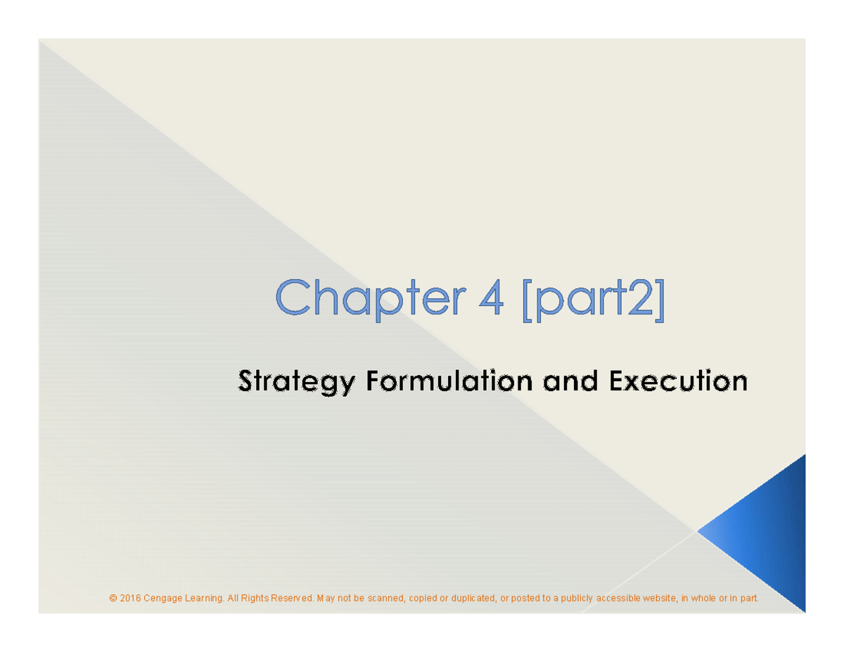 Chapter 4 p2 - Strategy Formulation and Execution - Define the ...