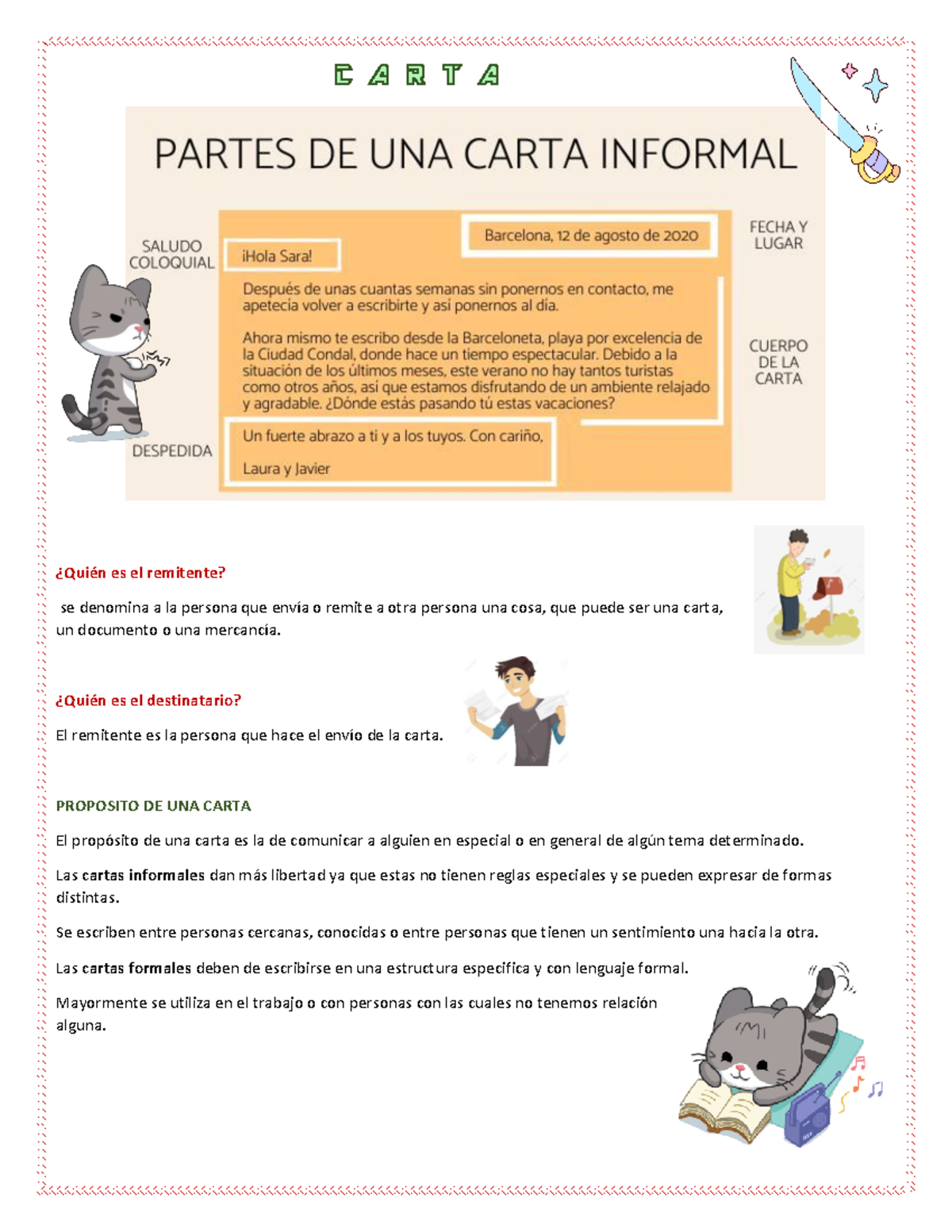 Español 5to - ¿Quién es el remitente? se denomina a la persona que ...