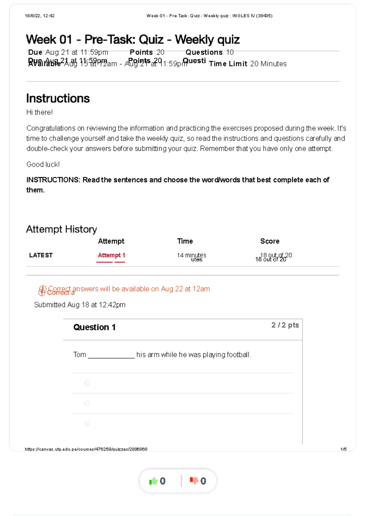 Week-01-pre-task-quiz-weekly-quiz-ingles-iv compress - canvas.utp.edu ...