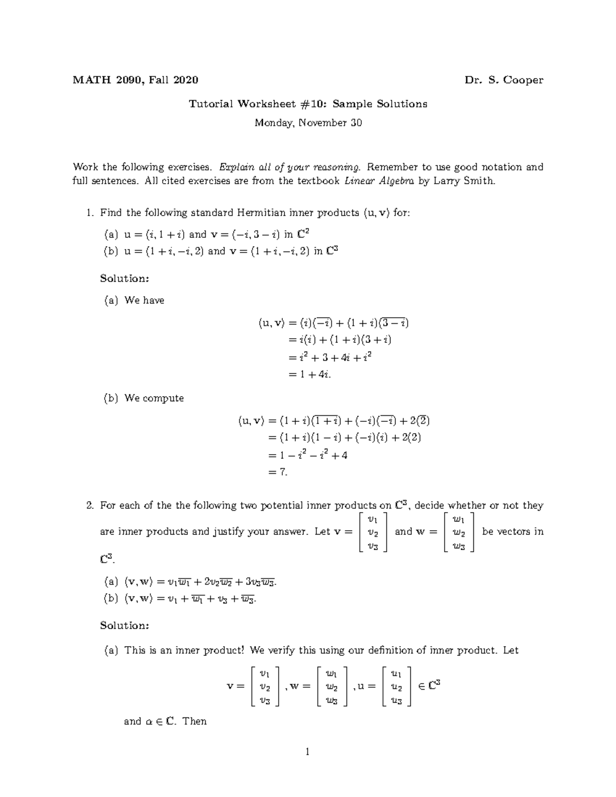 Math 2090 fall20 worksheet 10 sol - MATH 2090, Fall 2020 Dr. S. Cooper ...
