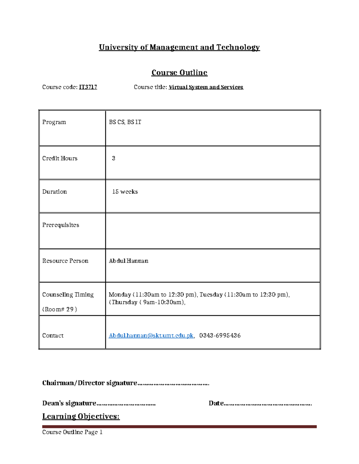 Virtual System and Services - University of Management and Technology ...