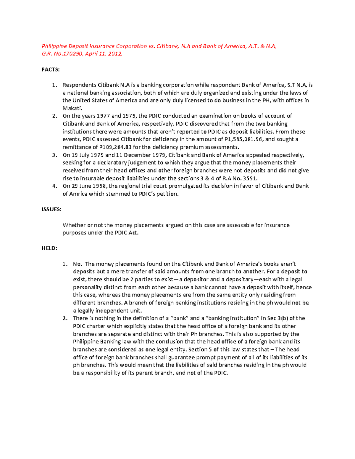 Pdic-vs-other. pdf law notes - Philippine Deposit Insurance Corporation ...