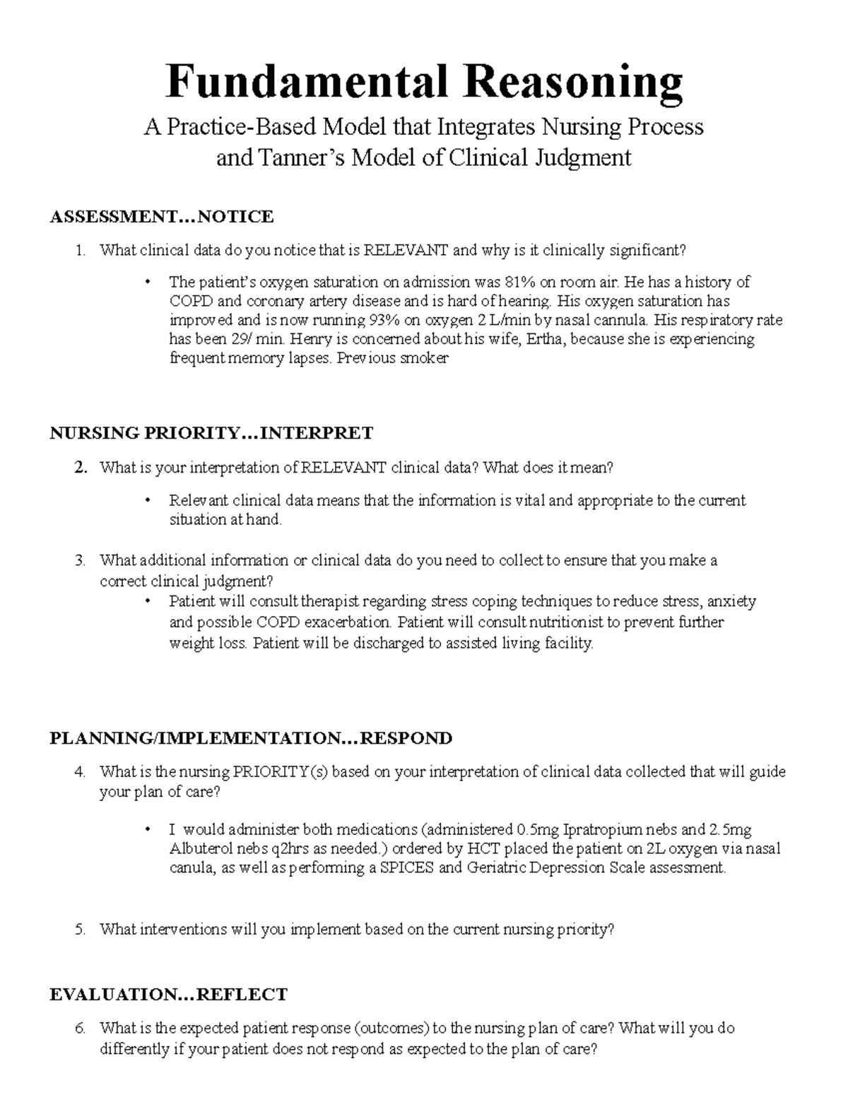Fundamental Reasoning Questions Henry Williams Pt - Fundamental ...