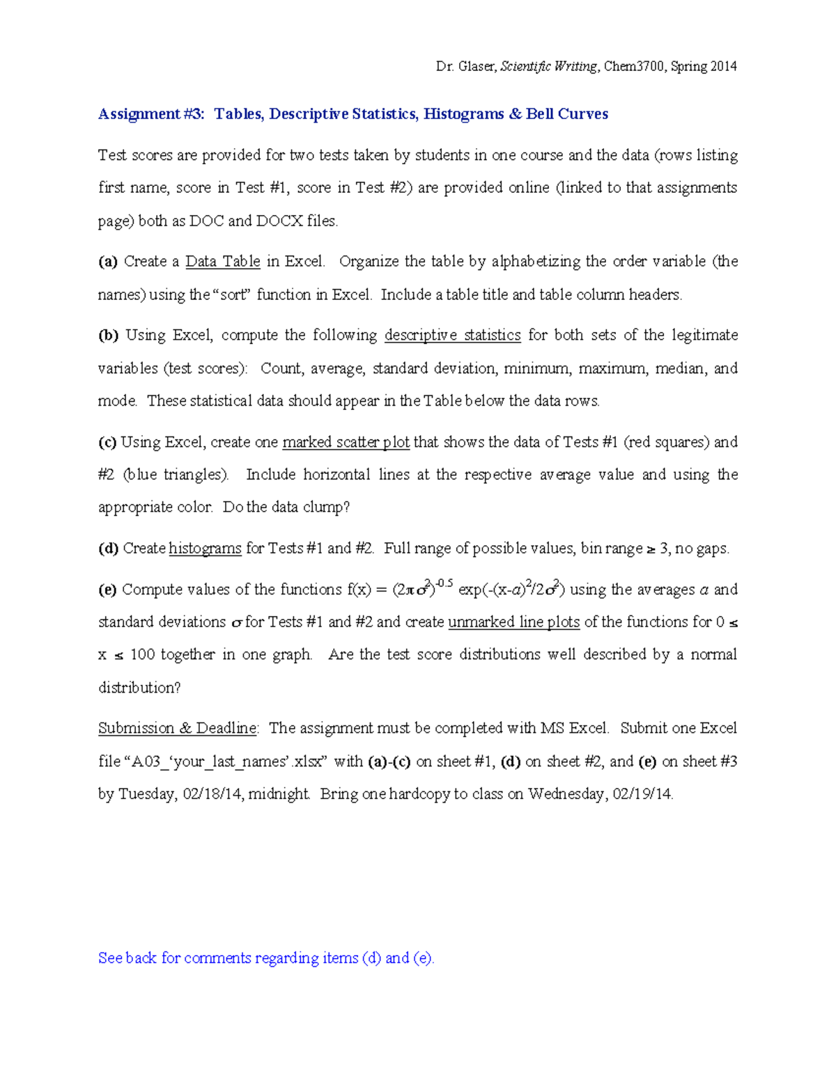 Tables Stats Graphs - Dr. Glaser, Scientific Writing , Chem3700, Spring ...