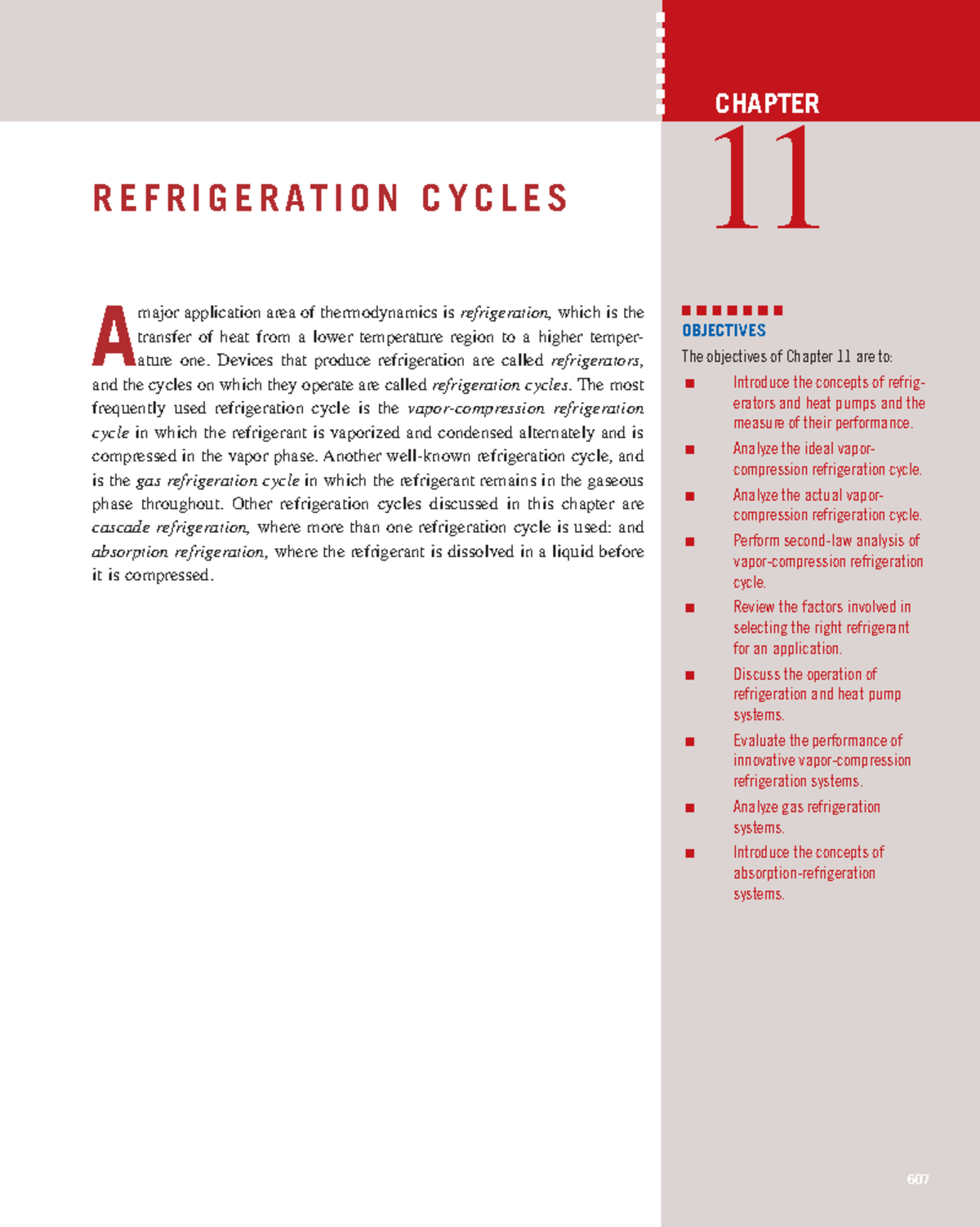 Ch 11 - practice solution - 607 R E F R I G E R AT I O N C Y C L E S A ...
