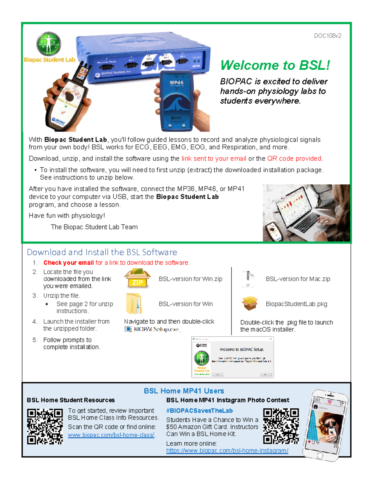 DOC108 - northing hẻer - Download and Install the BSL Software 1. Check ...