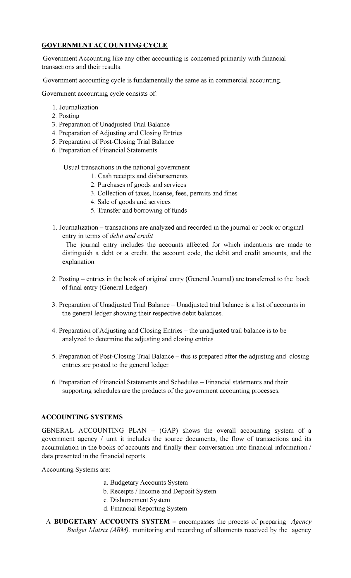 Module 3 - Government Accounting - GOVERNMENT ACCOUNTING CYCLE ...