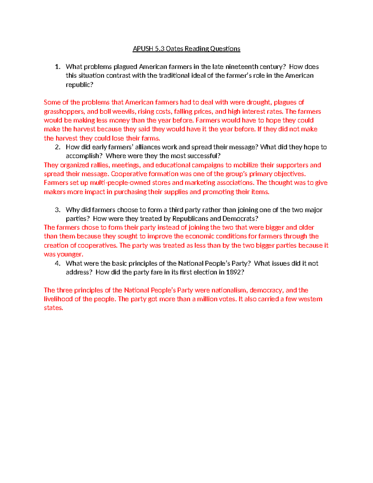 Apush 5.3 Oates Reading Questions - APUSH 5 Oates Reading Questions ...