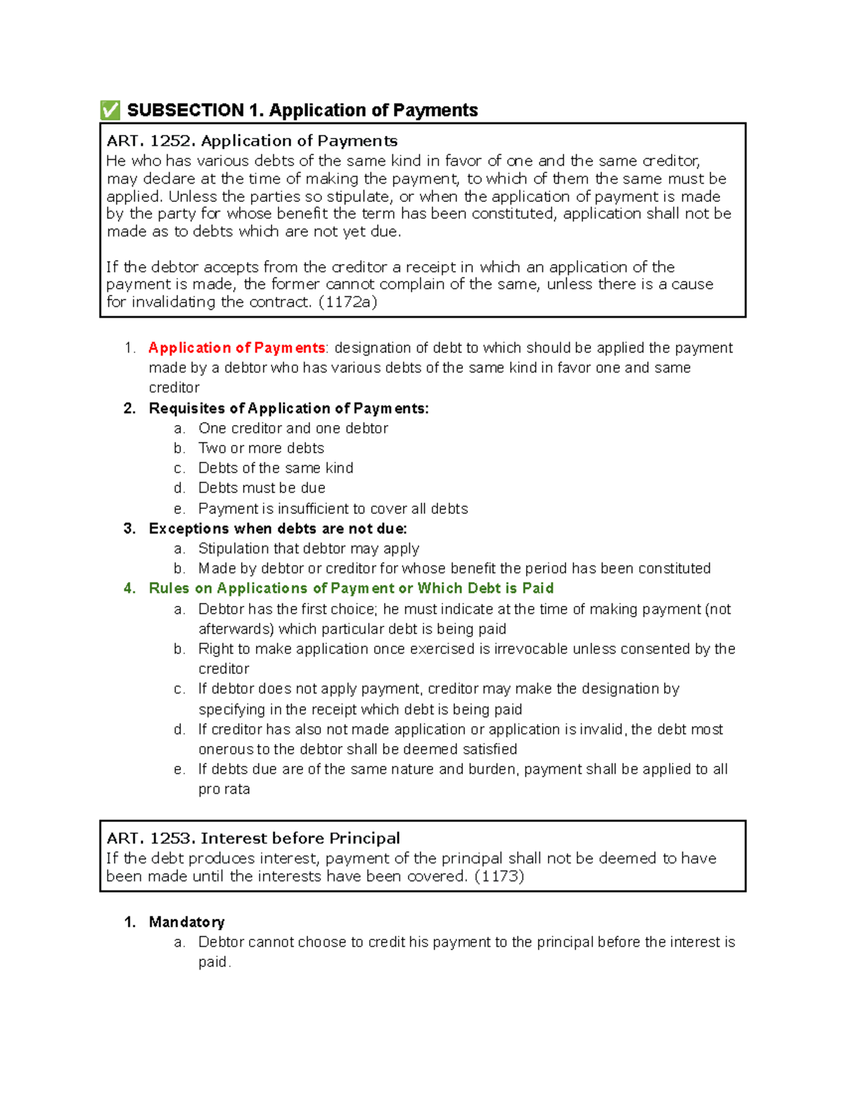 OBLI Chapter 4 Subsections 1 and 2 - SUBSECTION 1. Application of ...