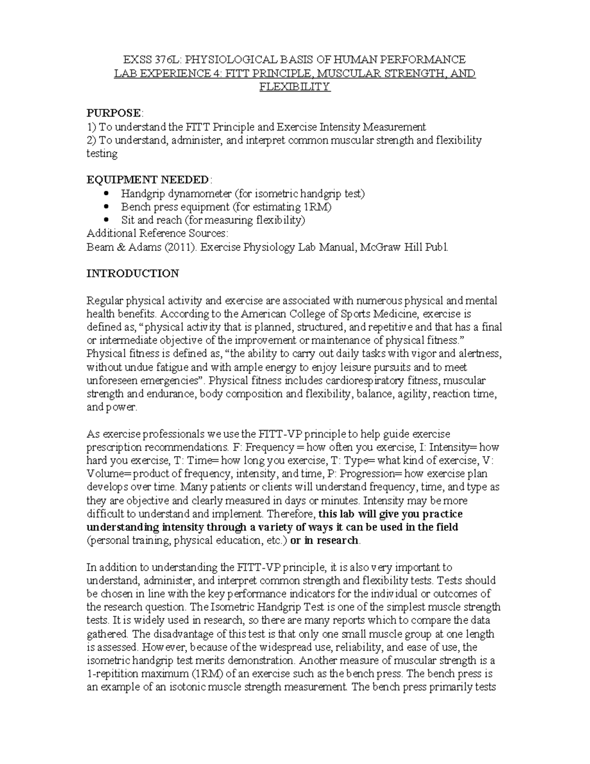 EXSS 376 Lab 4 - Assignment 3 - EXSS 376L: PHYSIOLOGICAL BASIS OF HUMAN ...