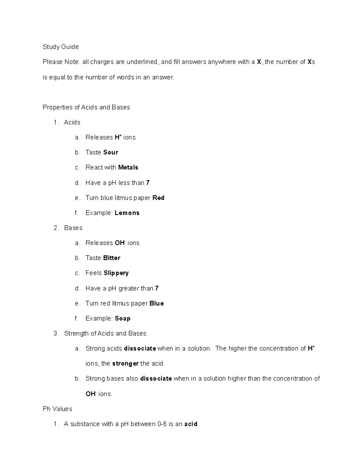 Honors Fill in Study Guide - Study Guide Please Note: all charges are ...