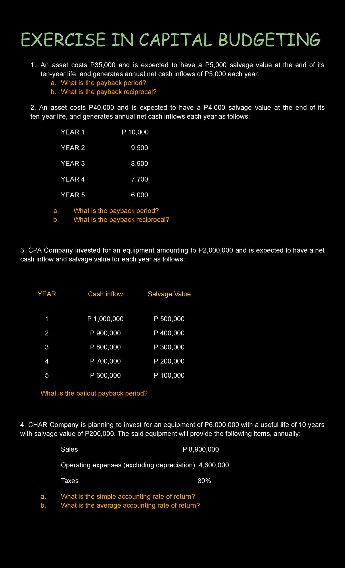 Exercise-IN- Capital- Budgeting - EXERCISE IN CAPITAL BUDGETING An ...
