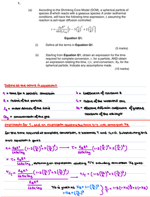 Advanced Reaction Engineering - Tutorial 4 - Ab 3g m 3 Obs O 011g s Im ...