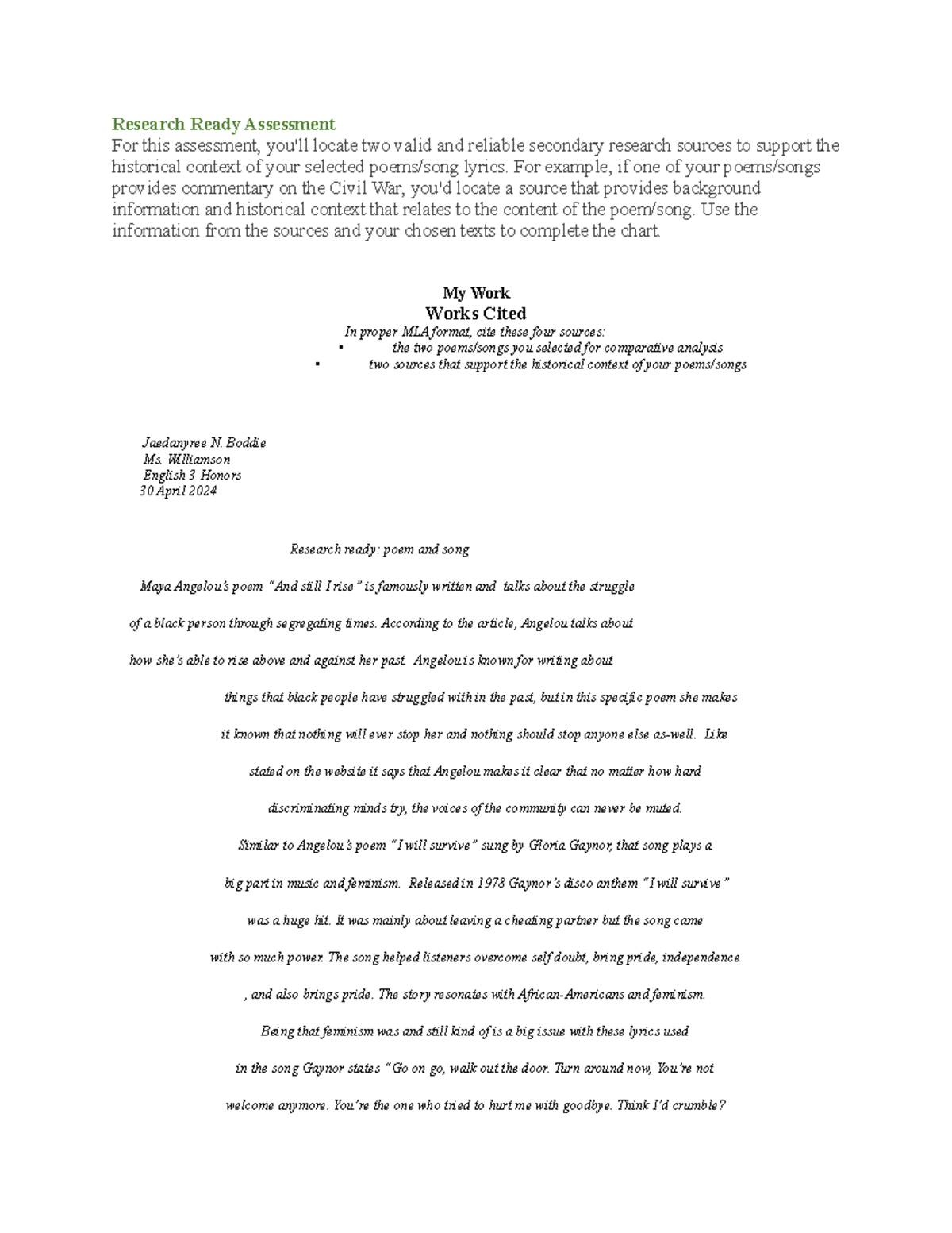 Research ready assess rubric - Research Ready Assessment For this ...