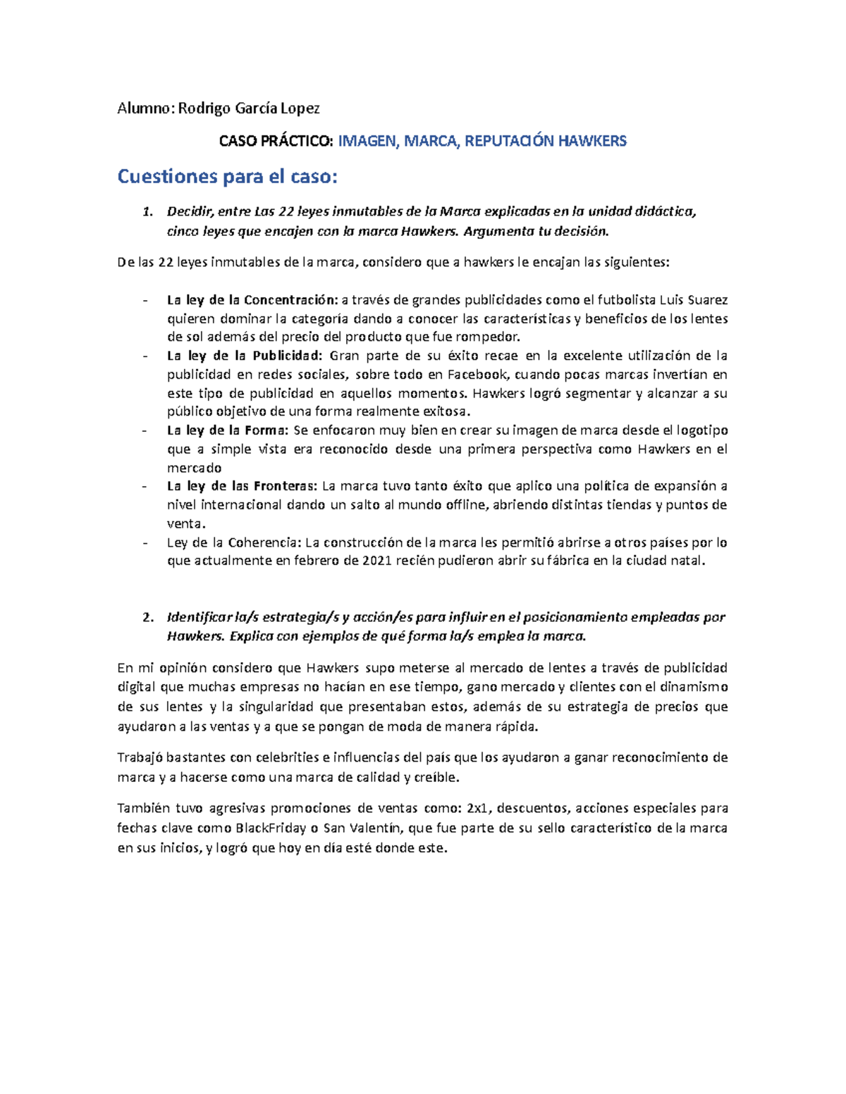 CASO Práctico - EUDE - Imagen, Marca Y Reputación - Alumno: Rodrigo García Lopez CASO - Studocu