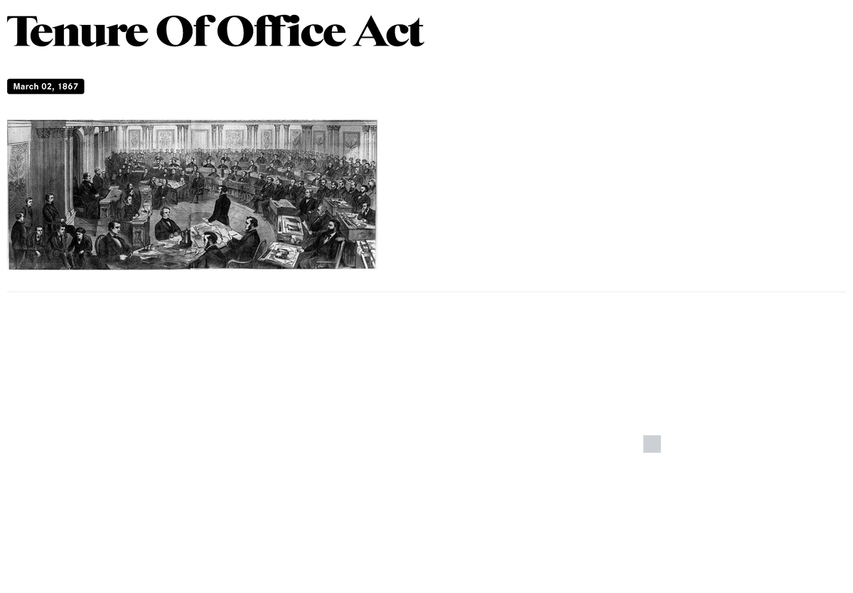 Week 1 Reading - Prof. Beirich - Tenure Of Office Act March 02, 1867 Be ...